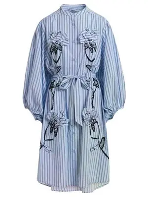 Essentiel Antwerp Floral-appliqué Striped Shirt Dress - Blue