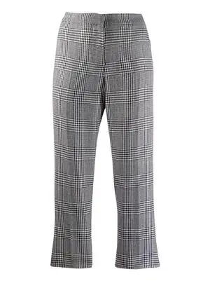 Alexander McQueen Cropped Check Tailored Trousers - Black