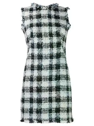 Alexander McQueen Bouclé Tweed Mini Dress - Blue