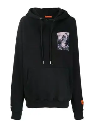 Heron Preston Hoodie With Graphic Chest Print And Rear Logo - Black