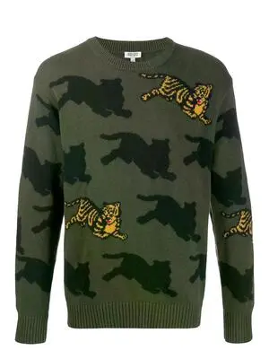Kenzo Tiger Intarsia Jumper - Green