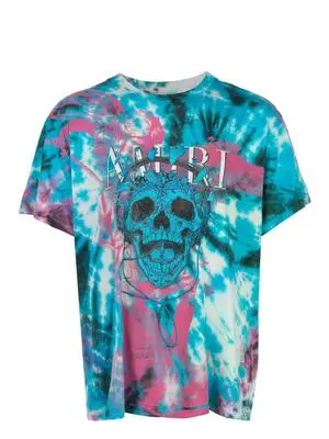 Amiri Skull Print Tie-dye T-shirt - Blue