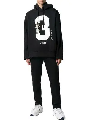IH NOM UH NIT Cartoon Print Hoodie - Black