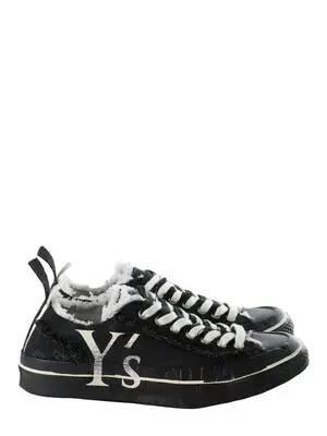 Y’s Logo-print Frayed Sneakers - Black