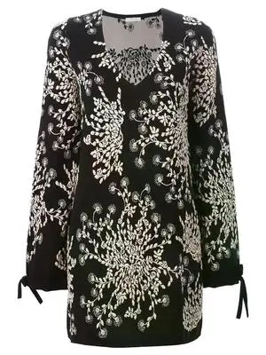 Chloé Floral Knit V-neck Dress - Black