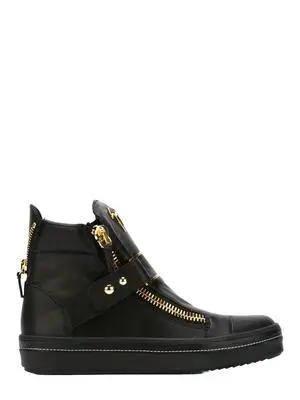 GIUSEPPE ZANOTTI Zip Detailed Hi-top Sneakers - Black
