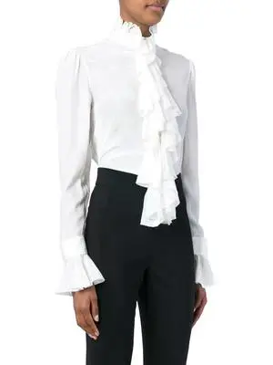 Alexander McQueen Off White Ruffle Shirt - Neutrals