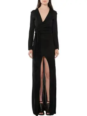 Givenchy Long Sleeve Maxi Dress With Slit - Black