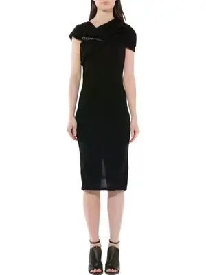 Givenchy Asymmetrical Wrap Midi Dress - Black