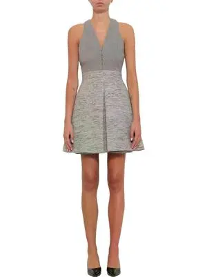 Alexander McQueen V-neck Sleeveless Mini Dress - Grey