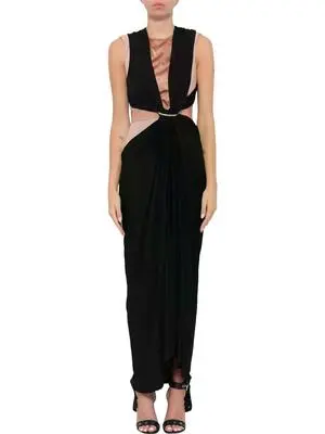 LANVIN Draped Panelled Maxi Dress - Black