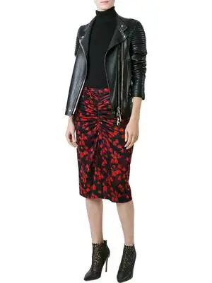 Givenchy Abstract Floral Print Pencil Skirt - Red