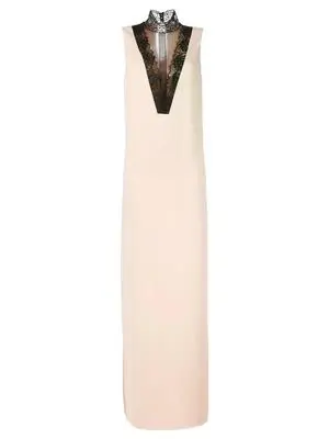 LANVIN Lace Effect Maxi Dress - Neutrals