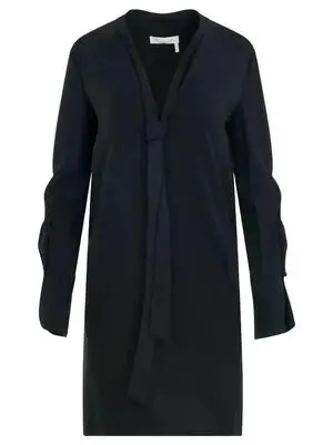 Chloé Silk Neck Tie Dress - Black