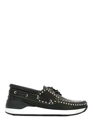 Givenchy Leather Studded Boat Shoes - Black