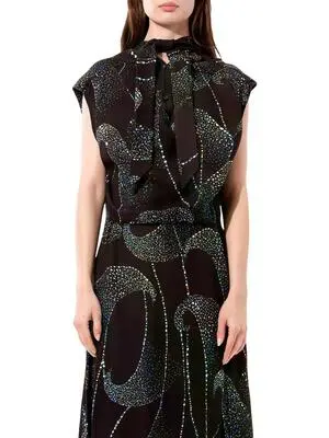 Balenciaga Printed Crepe Midi Dress - Black
