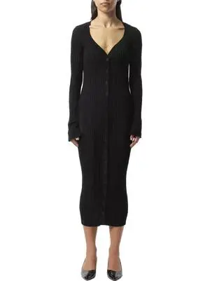 Givenchy Ribbed Wool Cardigan-coat - Black