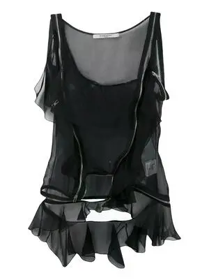 Givenchy One-shoulder Ruffle Zip Top - Black