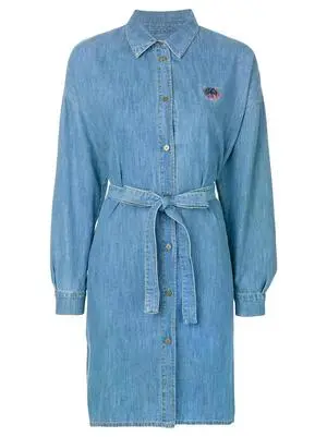 Kenzo Embroidered Tiger Shirt Dress - Blue