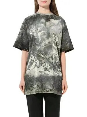 Balmain Graphic Cotton T-shirt - Grey