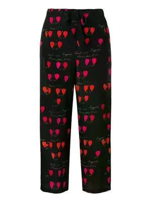Alexander McQueen Petal Print Silk Trousers - Black