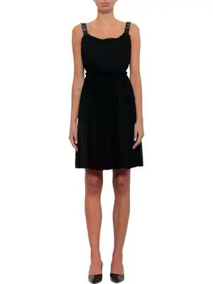 Alexander McQueen Pleated Leather Strap Dress - Black