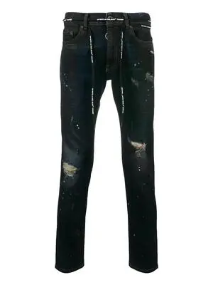 Off-White Paint Print Skinny Jeans - Blue
