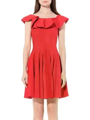 Alexander McQueen Ruffle Flare Mini Dress - Red