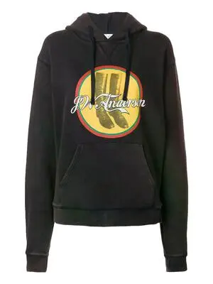 JW Anderson Taupe Drawstring Hoodie With Boot Print - Brown