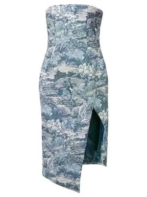 Off-White Tapestry Bustier Dress - Blue
