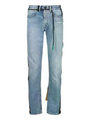 Off-White Regular Fit Jeans With Lace-up Detail - Blue