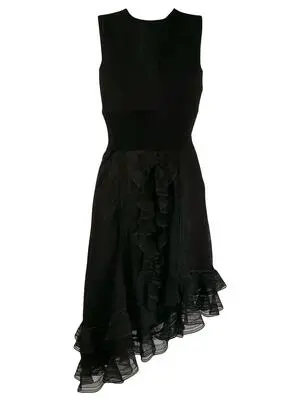 Alexander McQueen Asymmetrical Draped Knit Dress - Black