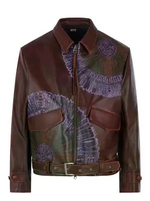 KHOKI Graphic Print Belted Jacket - Brown