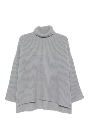 LA JULIE CASHMERE Ribbed Knit Roll-neck Sweater - Grey