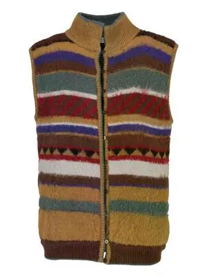 ENRICO COVERI VINTAGE Striped Knitted Waistcoat - Neutrals