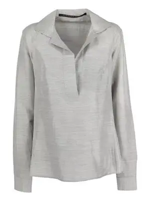 Richard Tyler V-neck Long-sleeve Blouse - Grey