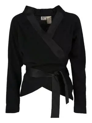 MONDRAIN Belted Wrap Cardigan - Black