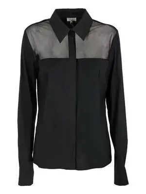 BASILE Sheer Panel Shirt - Black