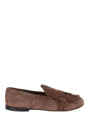 JVAM Fringe Detail Suede Loafers - Brown