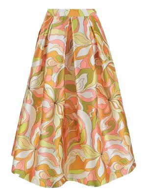 LUNATICA MILANO Groovy Floral-print Midi Skirt - Orange