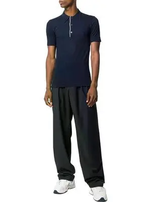 Helmut Lang Contrasting Placket Polo Shirt - Blue