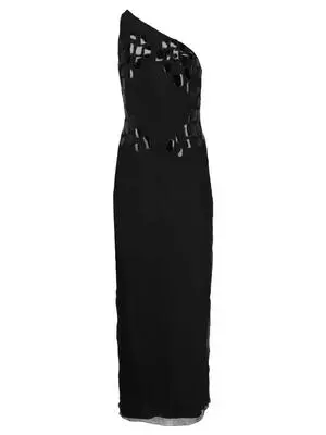 MONDRAIN One-shoulder Appliqué Dress - Black