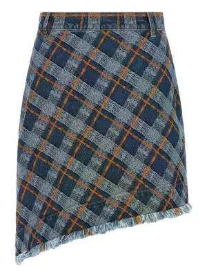 VIVIENNE WESTWOOD Sailor Frayed Asymmetrical Mini Skirt - Blue