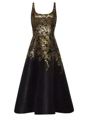 Adam Lippes Veda Floral Jacquard Midi Dress - Black
