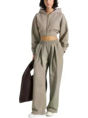 Manière De Voir Manier De Voir Taupe High-rise Wide-leg Pleated Joggers - Neutrals