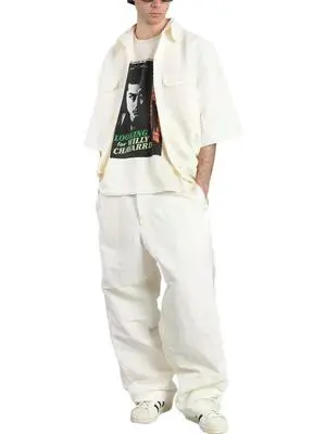 WILLY CHAVARRIA Satin-trim Wide-leg Trousers - Neutrals