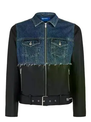 Karl Lagerfeld Panelled Raw-cut Denim Jacket - Black