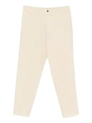 DELL'OGLIO Cream Beige Belt Loops Front Button Trousers - Neutrals