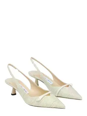 JIMMY CHOO Amita 45 Raffia Slingback Pumps - Neutrals