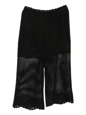 IRO PARIS Crochet-knit Scalloped-hem Trousers - Black